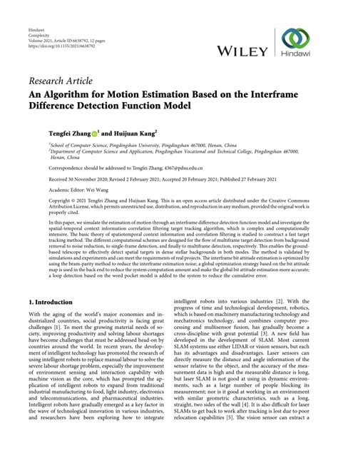 Pdf An Algorithm For Motion Estimation Based On The Interframe