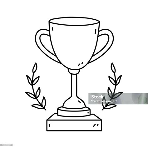 위너스 컵은 흰색 배경에 분리되어 있다 챔피언 상 낙서 스타일의 벡터 손으로 그린 그림입니다 카드 로고 장식 다양한 디자인에 적합합니다 1위에 대한 스톡 벡터 아트 및 기타