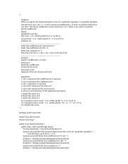 Quadratic Solver Comp Prog Docx Problem Write A Program For Determining The Roots Of A
