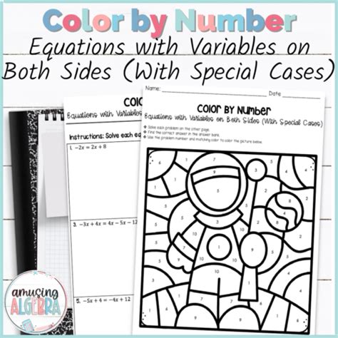 Solving Equations With Variables On Both Sides Coloring Activity Made