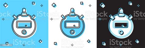 파란색과 흰색 검은 색 배경에 격리 된 스톱 워치 아이콘을 설정합니다 시간 타이머 기호입니다 크로노미터 기호 벡터 2 위 상 종류에 대한 스톡 벡터 아트 및 기타 이미지