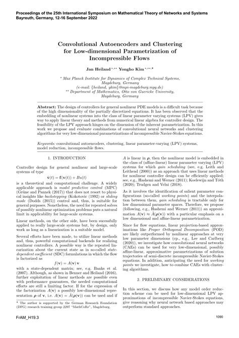 pdf convolutional autoencoders and clustering for low dimensional parametrization of