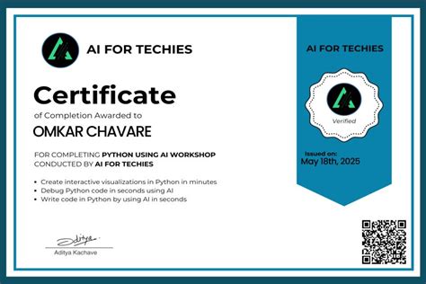 completed a 30 day python bootcamp with ai for techies omkar chavare