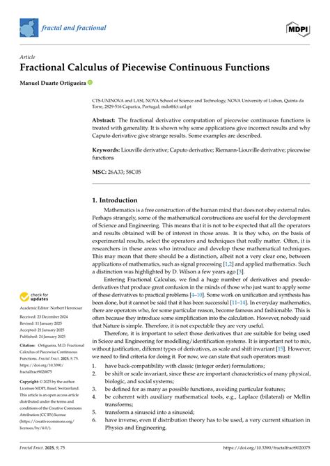 Pdf Fractional Calculus Of Piecewise Continuous Functions