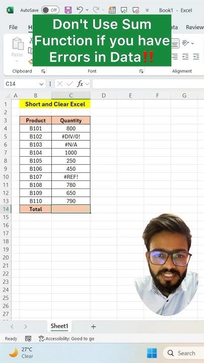 Dont Use Sum And Subtotal Function In Excel‼️instead Use Aggregate Function Excel Exceltips