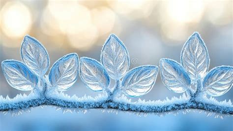 Frozen Leaves On A Frosted Branch Stock Illustration Illustration Of Crystalline Crystals