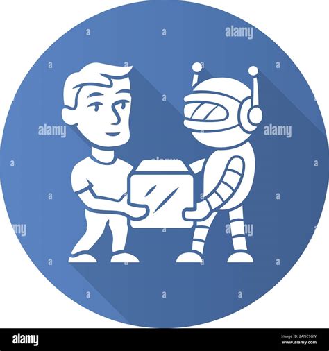 Transactional Bot Flat Design Long Shadow Glyph Icon Artificial Intelligence Partner Bot Man