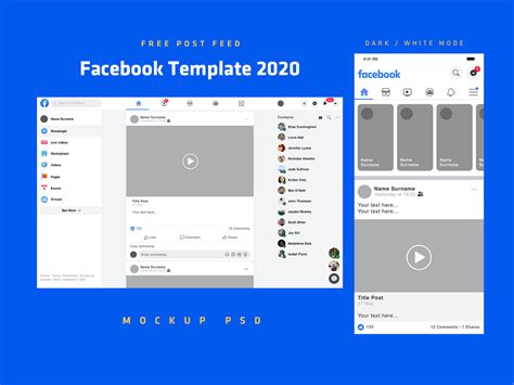 Free Mobile And Desktop Facebook Post Feed Template 2020 Mockup Psd Set