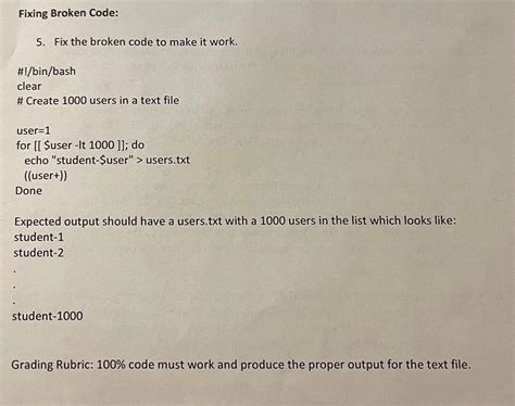 Solved 5 Fix The Broken Code To Make It Work Binbash