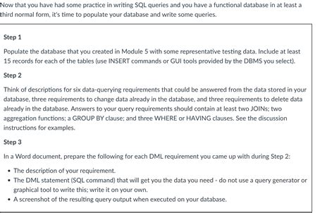 Solved Now That You Have Had Some Practice In Writing SQL Chegg Com