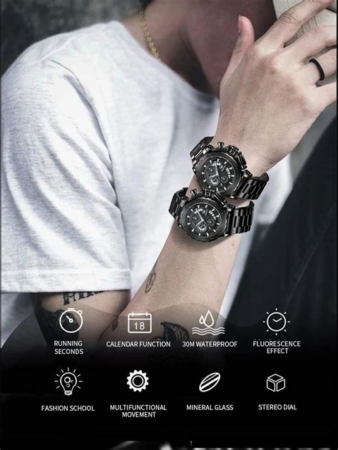NEKTOM Men's Watches Quartz Watch Waterproof Watches Steel Strap ...