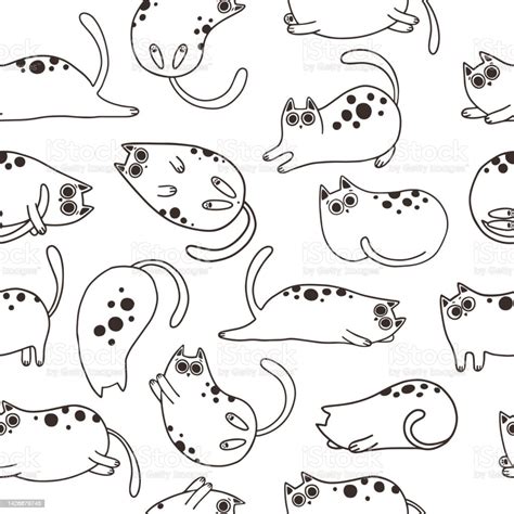 귀여운 새끼 고양이와 매끄러운 패턴 창조적 인 유치한 질감 직물 섬유 벡터 일러스트 레이 션에 적합 가축에 대한 스톡 벡터 아트