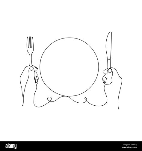 Hands Fork Knife In Plate Stock Vector Images Alamy