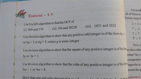 EXERCISE Use Euclid S Algorithm To Find The HCF Of I And