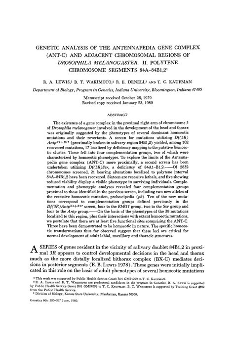 Pdf Genetic Analysis Of The Antennapedia Gene Complex Ant C And