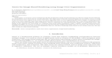 Pdf Stereo For Image Based Rendering Using Image Over Segmentation