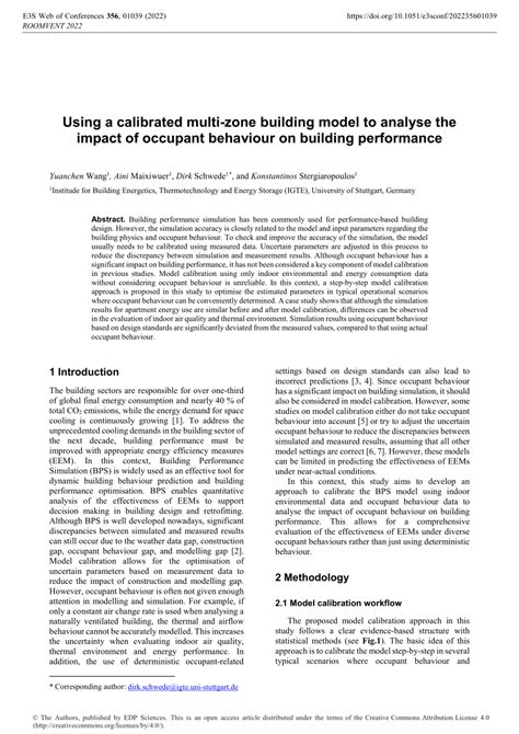 Pdf Using A Calibrated Multi Zone Building Model To Analyse The Impact Of Occupant Behaviour
