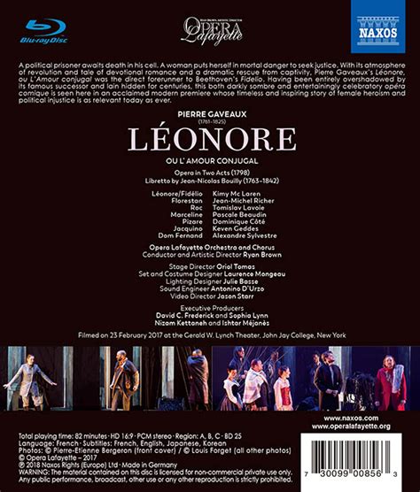 Pierre Gaveaux Leonore Ou Lamour Conjugal Blu Ray Disc Jpcde