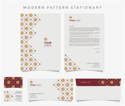 Premium Vector Modern Geometric Pattern Stationery Set