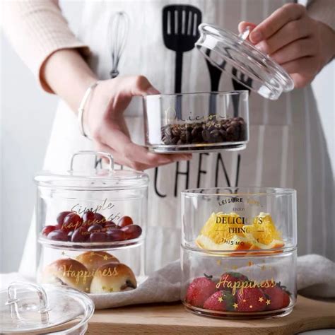 3 Tier Stackable Glass Cookie Jar Borosilicate Glass Stack Food Jar Buy Home Use Glassware