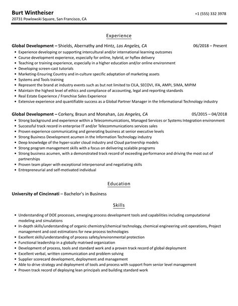 Global Development Resume Samples Velvet Jobs