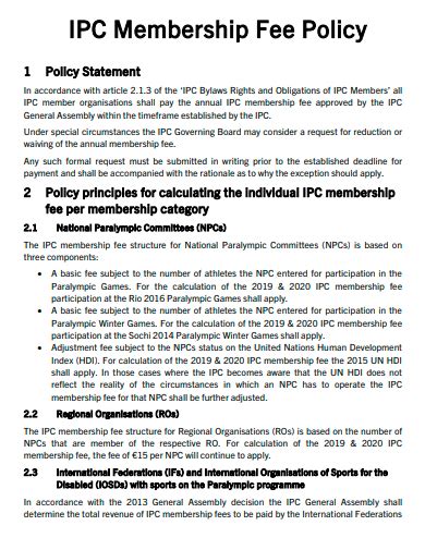 Free 30 Fee Policy Samples In Pdf Ms Word