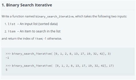 Solved 1 Binary Search Iterative Write A Function Named