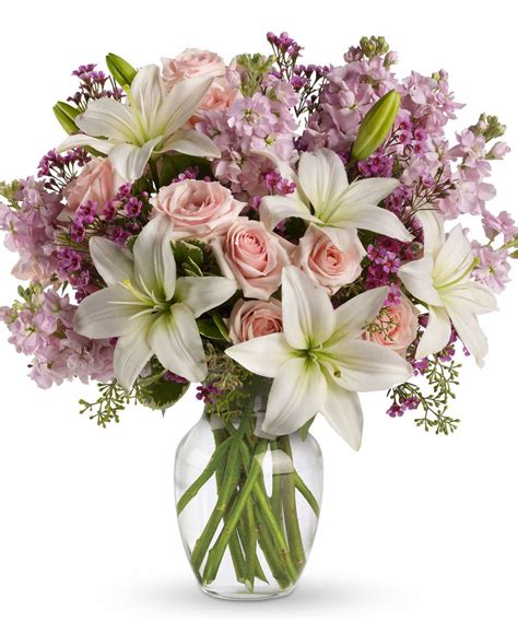 Lavish Lavender Rose Bouquet Lavender Roses White Carnations Pink