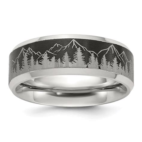 Buy Stylish 8mm Chisel Titanium Band Brushed Center Laser Engraved