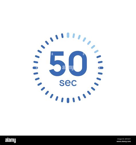 50 Second Timer Clock 50 Sec Stopwatch Icon Countdown Time Digital Stop Chronometer Stock
