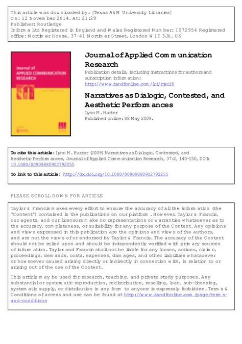 Pdf Narratives As Dialogic Contested And Aesthetic Performances Dokumen Tips