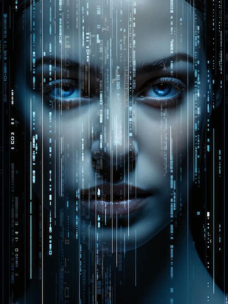 premium ai image the face of a woman is surrounded by binary code