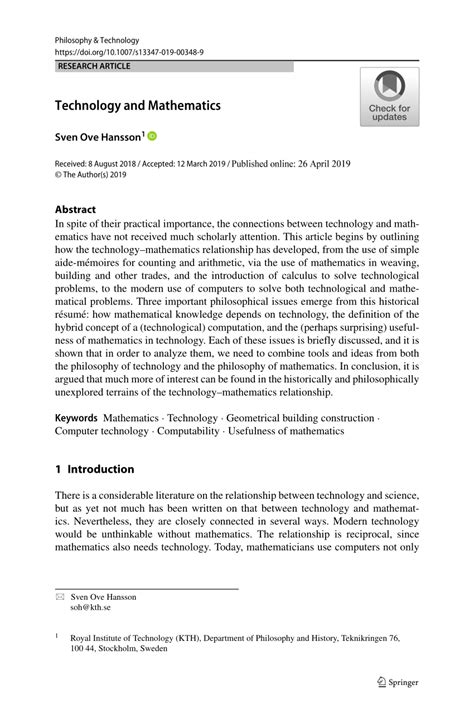 Pdf Technology And Mathematics