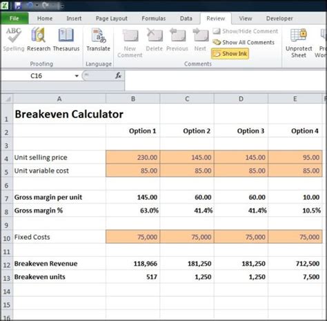 Break Even Calculator Plan Projections