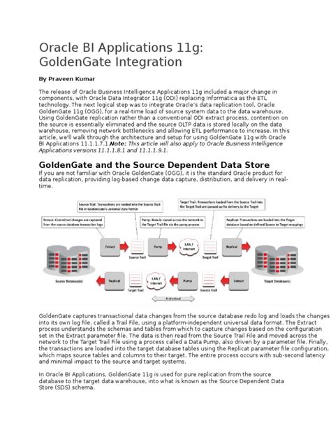 Oracle Bi Applications 11g Goldengate Integration Pdf Oracle Database Sql