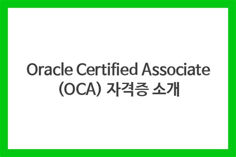 Oracle Certified Associate Oca 자격증 소개