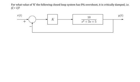 solved for what value of k the following closed loop