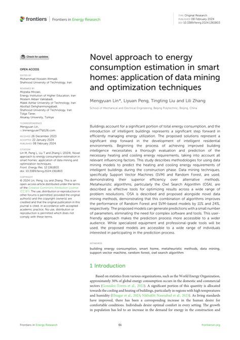 Pdf Novel Approach To Energy Consumption Estimation In Smart Homes Application Of Data Mining