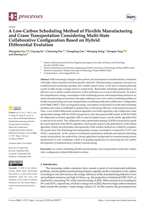 Pdf A Low Carbon Scheduling Method Of Flexible Manufacturing And