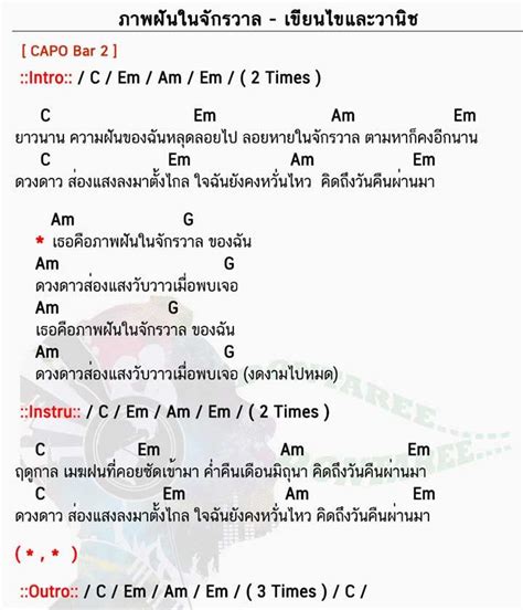 คอร์ดเพลง ภาพฝันในจักรวาล เขียนไขเเละวานิช ภาพฝันในจักรวาล คอร์ด