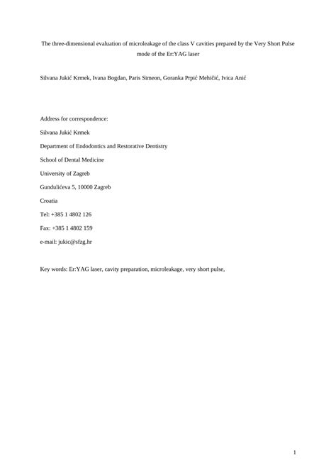 Pdf A Three Dimensional Evaluation Of Microleakage Of Class V Cavities Prepared By The Very