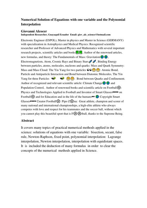 Pdf Numerical Solution Of Equations With One Variable And The