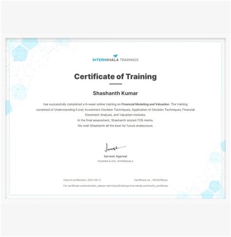 Shashanth Kumar On Linkedin I Completed A Financial Modeling And Valuation Course Through