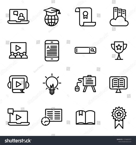 Elearning Icons Pack Isolated Elearning Symbols Stock Vector Royalty
