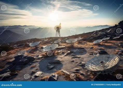 Fernrohr Teleskop Array Auf Einem Abgelegenen Berggipfel Stock