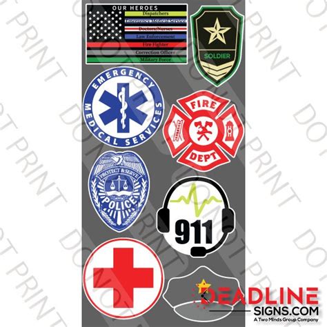 First Responder Symbols Full Sheet Bundle 8 Piece Yard Etsy