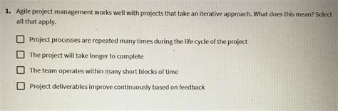 Solved Agile Project Management Works Well With Projects Chegg