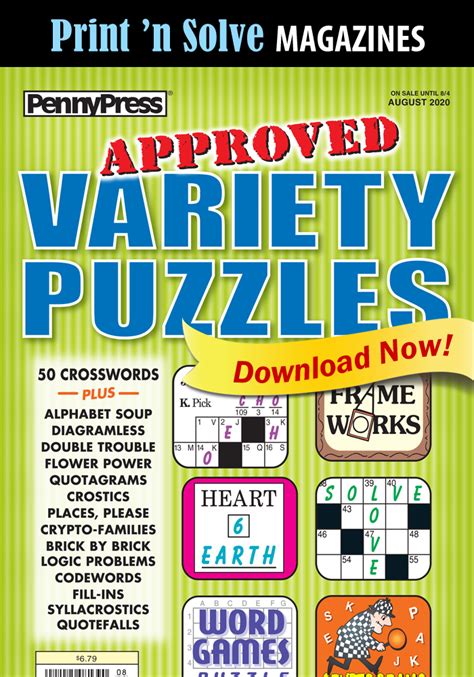 Print N Solve Magazines Approved Variety Puzzles Penny Dell Puzzles