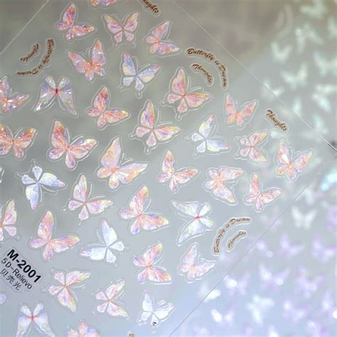 3d엠보 네일스티커 338 나비 자개 홀로그램