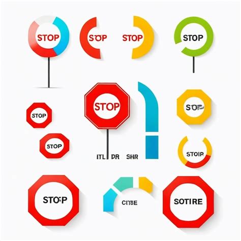 Stop Vector Set Isolated On A Pure White Background Sharp Lines Seperated No Premium Ai